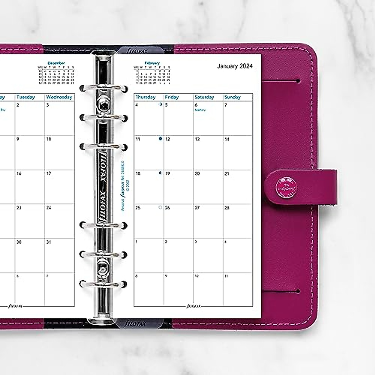 Filofax Calendar Diary Refill, Personal/Compact Size, Month-to-View, White Paper, English, 2024 (C68410-24)