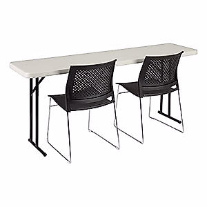 Norwood Commercial Furniture 6' Indoor/Outdoor Folding Training Table, Rectangular Blow-Molded Plastic Folding Training and Event Table, Gray