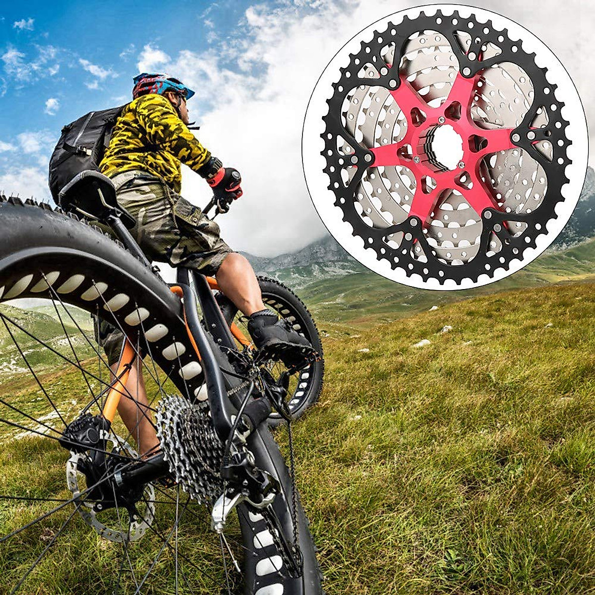 OKBY 8 Speed 46T Large Gear Mountain Bike Ultralight Hollow Cassette Freewheel Bicycle Freewheel Bike Freewheel Cassette Bicycle Accessory