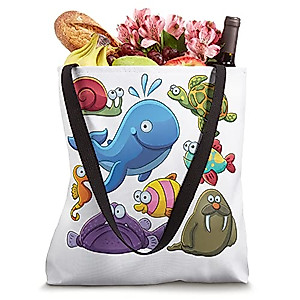 Kids ocean creatures, sea animals girls, fish shirt for girl Tote Bag