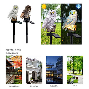 RTUGOVT Garden Solar Light Outdoor Decorative, Owl LED Waterproof Garden Stake Light Lawn Lamp, for Garden Yard Landscape Lighting(Brown/White)