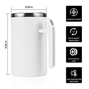 S+ Stainless Steel Self Stirring Mug Suitable for Coffee/Milk/fruit juice (White)