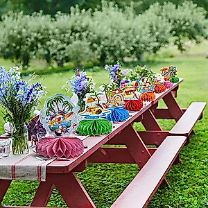 Uyoulis Set of 8 Premium 3D Double-Sided Paper Honeycomb Centerpiece Decorations for Summer Pool Hawaiian Beach Parties - Desktop Decor, Birthday Photo Props, and Holiday Party Supplies