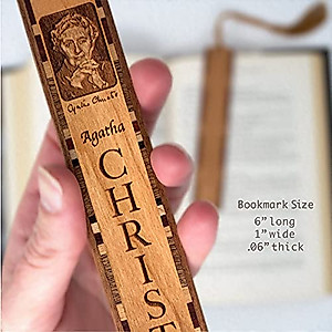 Agatha Christie Author with Signature Engraved Wooden Bookmark - Also Available with Personalization - Made in USA