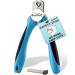 Bestpawz Cat & Dog Nail Trimmers - Sturdy Non Slip Dog Nail Clippers for Large Dogs - Safety Guard Pet Nail Clipper to Avoid Over Cutting - Cat Nail Clipper Comes with Sharp Blade and Free Nail File