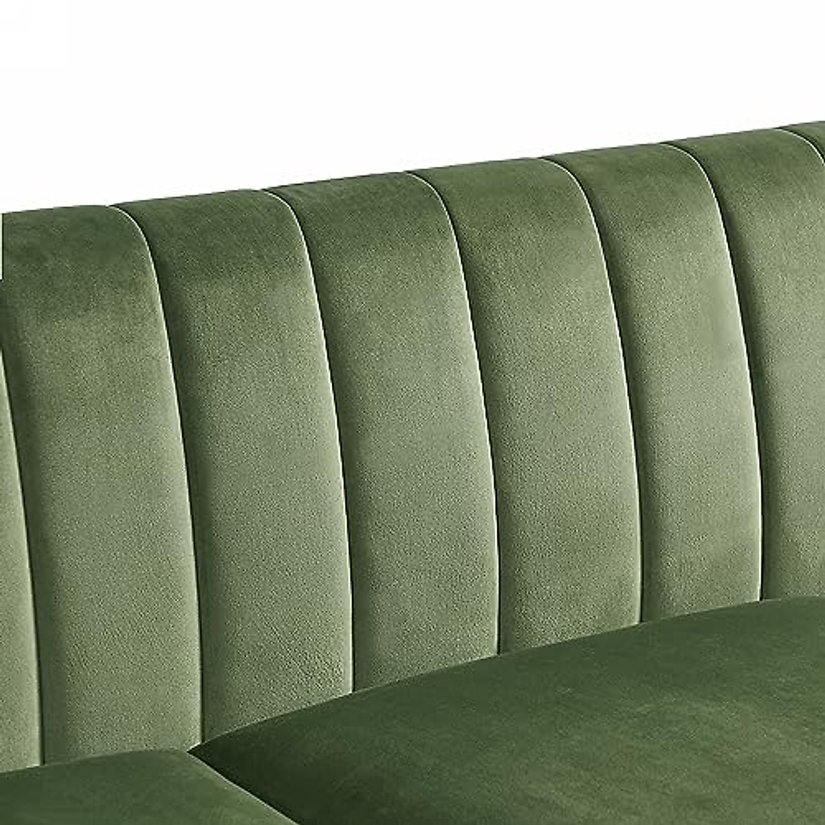 Tidyard Mid Century Modern Chesterfield Sofa Couch, Comfortable Upholstered Sofa with Velvet Fabric and Wooden Frame and Wood Legs for Living Room/Bed Room/Office Green -3 Seats
