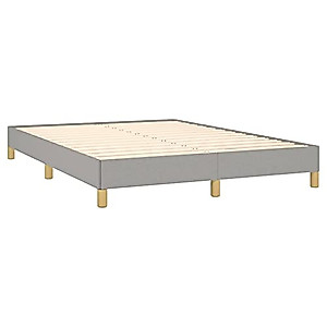 vidaXL Bed Frame Home Indoor Bed Accessory Bedroom Upholstered Wooden Double Bed Base Frame Furniture Light Gray 53.9"x74.8" Full Fabric