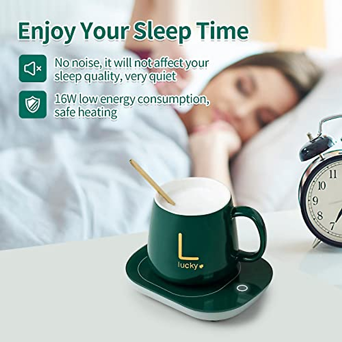 Coffee Cup Warmer with Automatic Sensor Switch, Candle Warmer Plate with Beautifully Packaged Box (Mug, Spoon, Mug Warmer, Upscale Box), Mug Warmer 122°F--131°F for Heating Coffee, Milk, Tea, Candles.