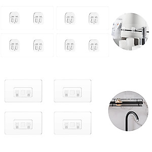 8 Pcs Shower Caddy Adhesive Hooks Replacement, Corner Shower Caddy Adhesive Sticker Hooks, No Drilling Transparent Bathroom Shelf Basket Soap Dish Hanging Hooks Kitchen Racks Accessories