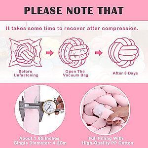 XHJRI Soft Knot Ball Pillows， Round Ball Cushion Pillows, Kids Room Decoration Plush Pillow Girl Photography Props， Throw Knotted Pillow Handmade (Light Rose Gold, 8.6 Inch)