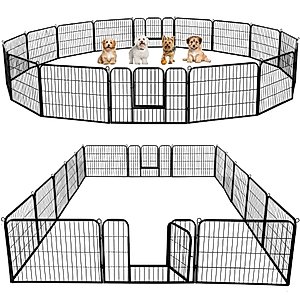 Yaheetech Outdoor Dog Playpen - 16 Panel Fence for Large, Medium and Small Dogs - Heavy Duty Exercise Pen for Puppies and Small Animals - Portable for RV Camping and Yard