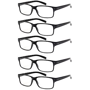 NORPERWIS Reading Glasses 5 Pairs Quality Readers Spring Hinge Glasses for Reading for Men and Women (5 Pack Black, 1.25)