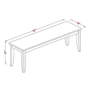East West Furniture Parfait Dining Room Bench with Solid Wood Seat, 52x15x17 Inch, Black