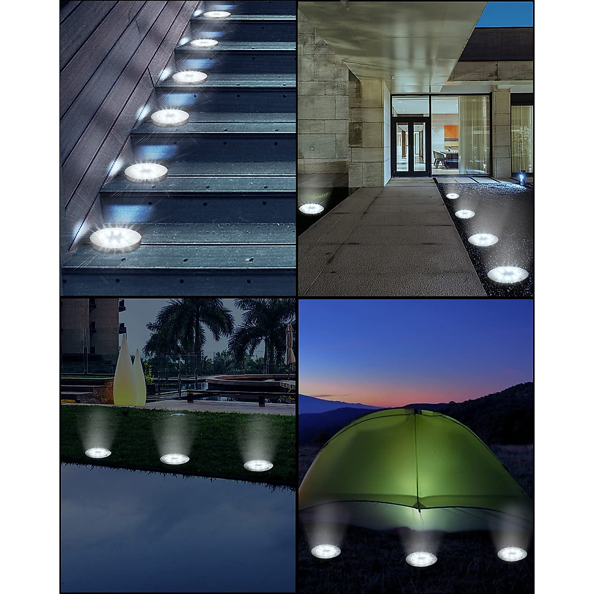 UFOND 8 Pack Solar Ground Lights, Outdoor Waterproof Solar Garden Lights Decor, Disk Solar Deck Lights, Landscape Lighting for Patio Pathway Yard,Outdoor Lights (Cold White)