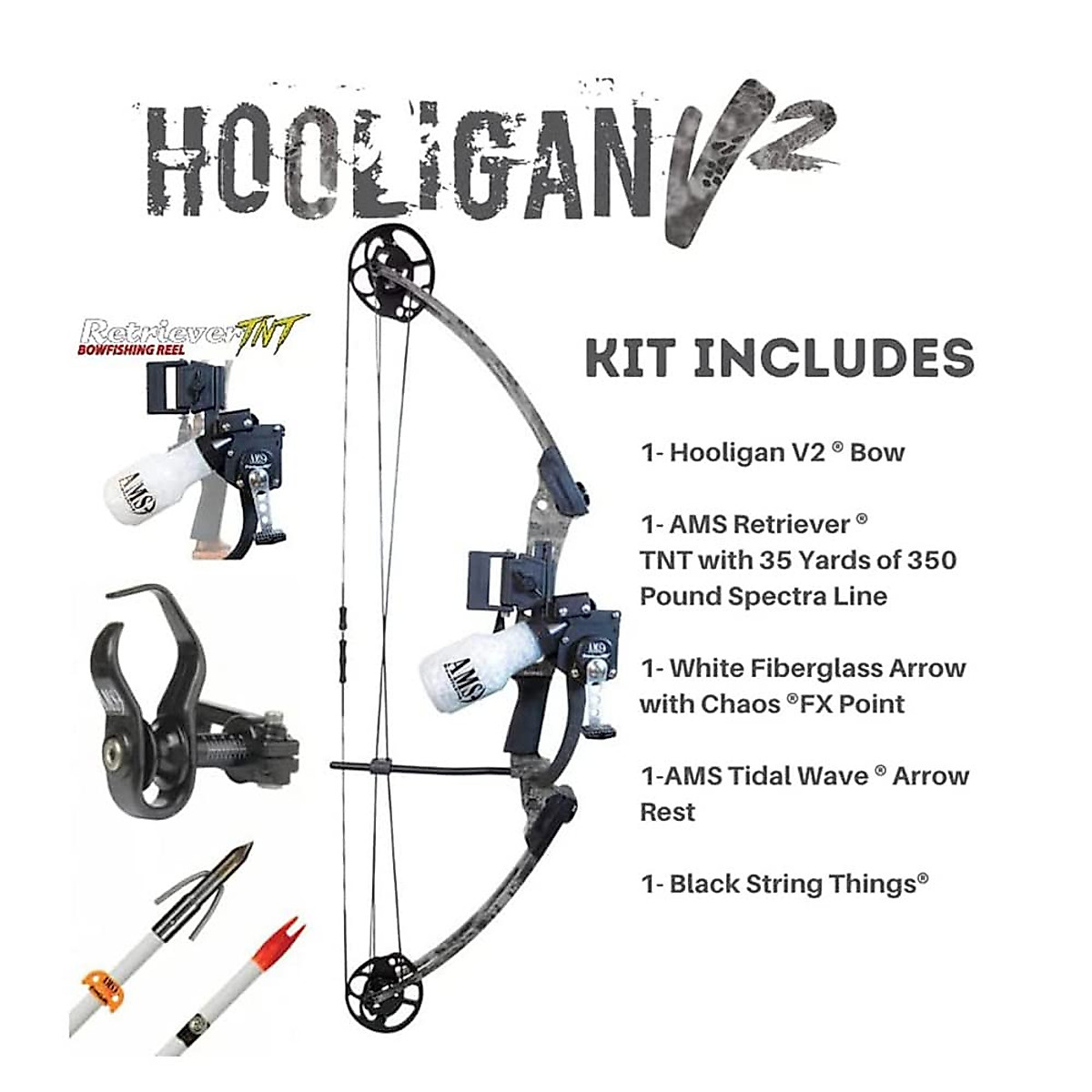 AMS Bowfishing Hooligan V2 Bowfishing Bow Kit - Made in The USA