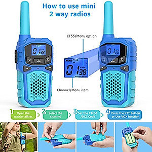 3 Walkie-Talkies for Kid, Outdoor Toys for Boys and Girls, Rechargeable Long Distance Walkie-Talkies, Suitable for Camping Hiking Birthday Gift
