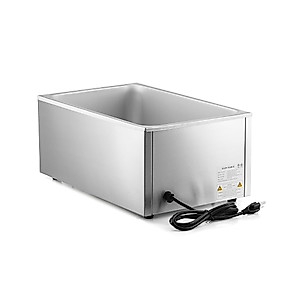 WILPREP Commercial Food Warmer, 12 x 20 Full Size Electric Countertop Food Warmer with 1200W Power, Stainless Steel Bain Marie Buffer Server for Parties Buffets Restaurants