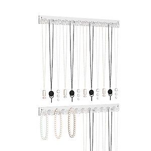 LongMen Acrylic Necklace display for Women,Necklace Holder Organizer for Girls,Jewelry Organizer Hanging with 12 Hooks,Jewelry Hangers for Necklace (2)