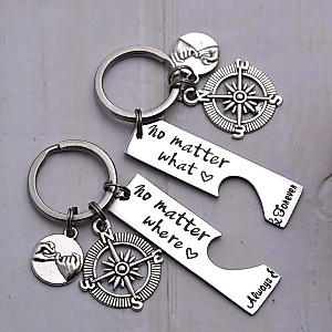 LParkin No Matter What No Matter Where Keychain Best Friend Long Distance Friendship Relationship Gift Polished Finish Set of 2