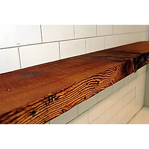 Modern Timber Craft Reclaimed Wood Mantel Shelf | Easy-to-Install | Steel Angle Brackets Included | Rustic Decoration | 2" Thickness | 78" L x 8" D, Oiled