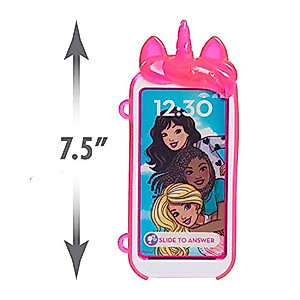 Barbie Unicorn Play Phone Set with Lights and Sounds, Unicorn Phone Case and Wristlet, Toy Cell Phone for Kids, by Just Play , Pink