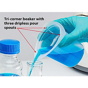 Globe Scientific 3642 Clarified Polypropylene Three Corner Graduated Beaker, Economy Style, 250mL Capacity, Pack of 100