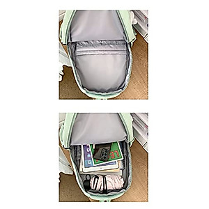 Cute Backpack Kawaii Backpack Aesthetic Supplies Cute Aesthetic Backpack for College Laptop Travel Supplies (Beige White)