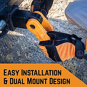 GearAmerica Aluminum 2”x2” Hitch Receiver & Mega Shackle – 32,000 lbs (16T) MBS, 16,000 lbs (8T) WLL – for Heavy Duty Towing and Off-Road Recovery – Includes Shackle, Washers & ⅝” Pin – Black & Red