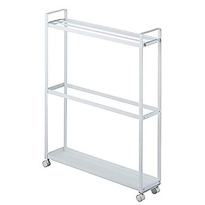 YAMAZAKI home 4292 Towel Rack and Bath Cart-Rolling Bathroom Storage Organizer, One Size, White