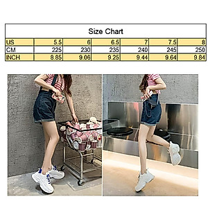 LELEBEAR Chunky White Sneakers Women, Fashion Mesh Platform Sneakers, Casual Jogging Walking Shoes with Cute Socks (White C, Adult, Women, 7, Numeric, US Footwear Size System, Medium)