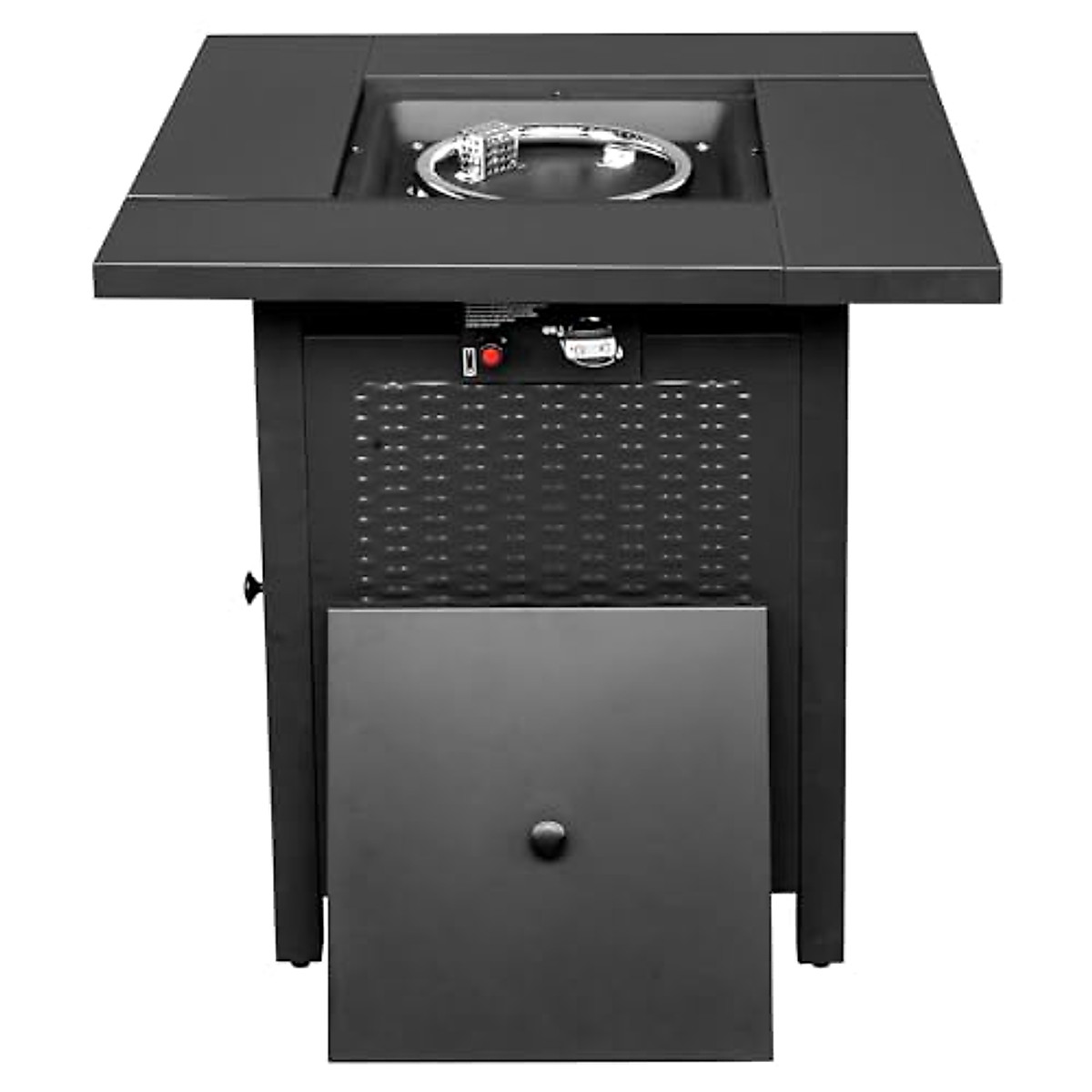 28-Inch Stainless Steel Fire Table，50000 BTU Gas Firepit with Volcanic Stone Black