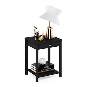 Furinno Classic Side Table with Drawer, 1 Pack, Americano