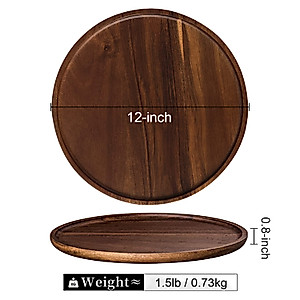 Gute 12 Inches Round Wood Tray, Wooden Tray for Table Centerpiece, Serving Tray, Candle Holder Tray for Coffee Table and Home Decor, Decorative Trays for Home Decor