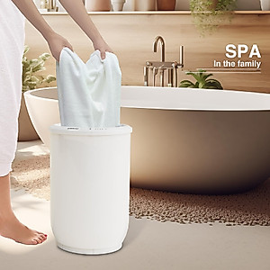 SAMEAT Large Towel Warmer for Bathroom - Heated Towel Warmers Bucket, Wooden Lid, Auto Shut Off, Fits Up to Two 40"X70" Oversized Towels, Best Ideals