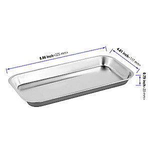 KOHAND 12PCS 201 Stainless Steel Tray, Metal Surgical Tray, Rectangular Silver Metal Trays for Lab Instrument