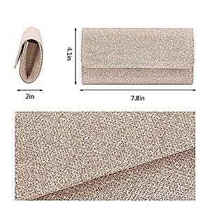 Naimo Flap Dazzling Small Clutch Bag Evening Bag With Detachable Chain (Champagne)