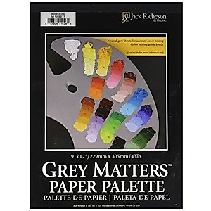 Jack Richeson Grey Matters Paper Palette (50 Sheets), 9" x 12" Paper for Paint Mixing