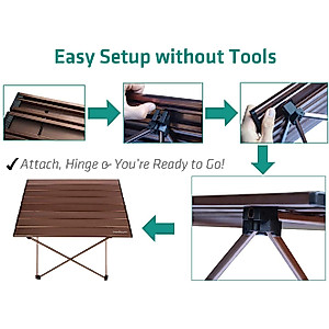 TREKOLOGY Medium Aluminum Camping Table Brown Foldable Portable