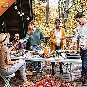 VINGLI 6 Foot Plastic Folding Table Portable Long White Table for Indoor Outdoor Use Rectangular with Carrying Handle