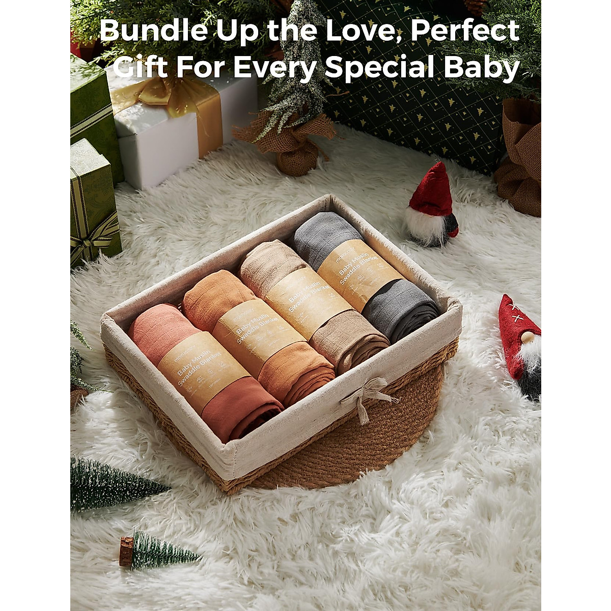 Momcozy Muslin Swaddle Blankets, Soft Silky Baby Blankets for Baby Boys & Girls, 4-Pack Breathable and Skin-Friendly Baby Swaddle, Baby Blankets Unisex, 47 x 47 inches