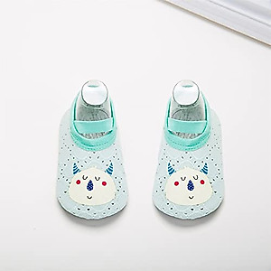 Lykmera Animal Printed First Walking Shoes Kids Boys Socks Barefoot Shoes Socks Non Slip Girls Floor Cartoon Mesh Shoes (Green, 6-12 Months)