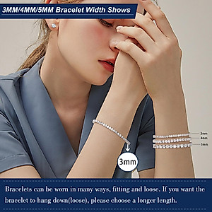 TUHE Moissanite Tennis Bracelet 4.8-21 Carats Lab Created Diamond Bracelets 18k White/Yellow Gold Plated 925 Sterling Silver Bracelet 3mm/4mm/5mm D Color VVS1 Round Cut Moissanite Bracelet for Women