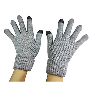 HINDAWI Womens Winter Hat and Gloves Set for Girls Wool Knit Skull Cap with Visor,Grey