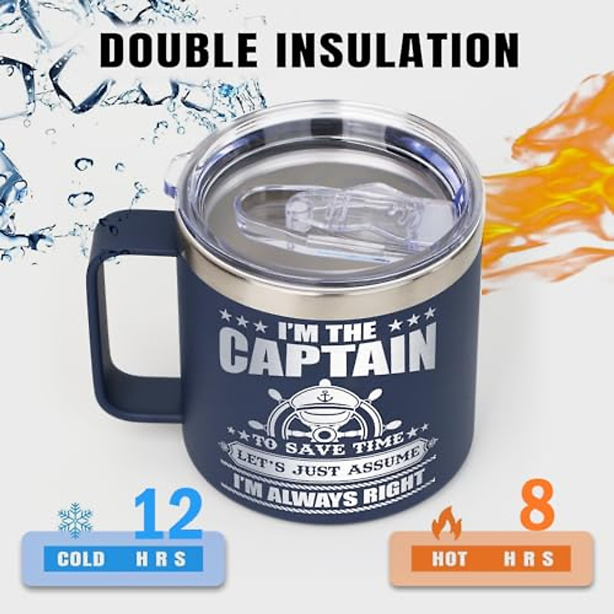 FROOBLEQUIRK 14 Oz Boating Tumbler – Captain & Boat Owner Gift, Nautical Accessories for Men, Pontoon Boater Gift, Funny Boat Lover Drinkware