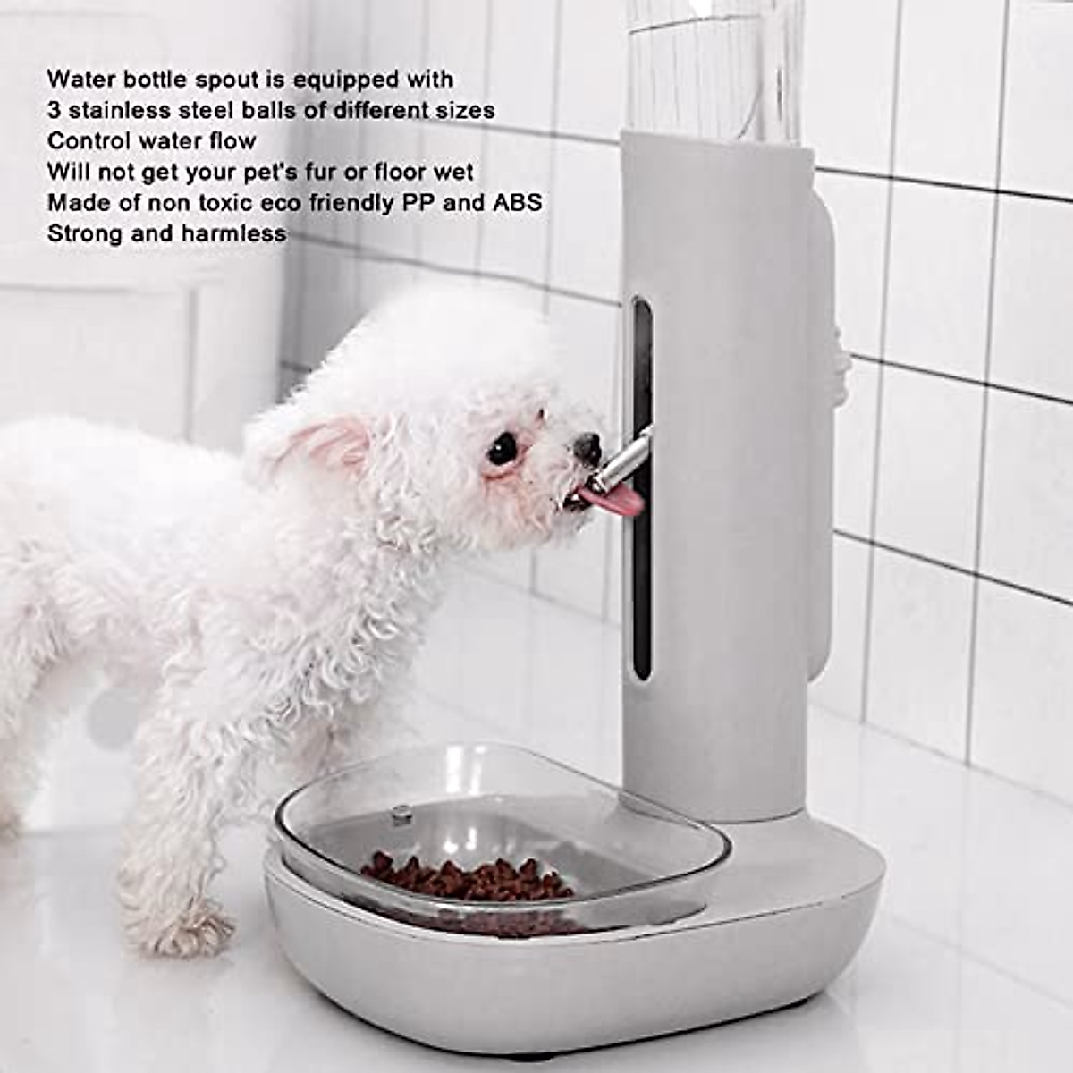 Pet Standing Water Dispenser 680ml, Automatic Detachable Pet Drinking Feeder Cat Dog Standing Bowl Automatic Feeding Water Height Adjustable Drinking Bottle Feeder for Small Cats Dogs