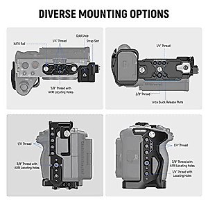 NEEWER FX3/FX30 Camera Cage with HDMI Cable Clamp, NATO Rail, 3/8" ARRI Locating Holes, 1/4" Threads Compatible with Sony FX3 FX30/Original XLR Handle, Compatible with DJI RS2 RS3 Gimbal, CA011