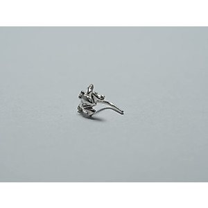 18, 20 Gauge sterling silver Frog Earring, nose stud/Jewelry Nose Stud, Silver Nose ring, Nose Piercing, Body Jewelry (18 gauge/silver L bend)
