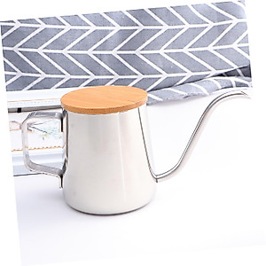 LABRIMP Goose Neck Teapot Kettle Espresso Long Neck Kettle Juice Jug Dispenser Small Coffee Pitcher Vacuum Coffee Pot Coffee Maker Hand Pour Pot Wooden Stainless Steel