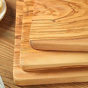 Ideaolives Natural Olive Wood Cutting Board, Rustic Serving Platter for Meat & Snack, Wooden Charcuterie Board Cheese Serving Tray, Handmade Decorative Cutting Board, Housewarming Gift (ZRB-M)