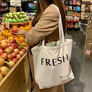 Organic Cotton Grocery Bag Value Bundle: Durable Washable Canvas Totes, Mesh Bags w/tare weight labels- 6pcs